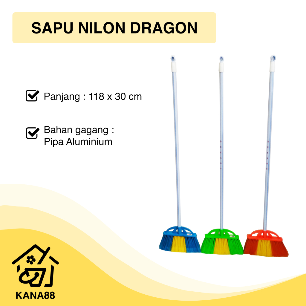Sapu Nilon Dragon Taiwan Warna Sapu Lantai Premium Gagang Aluminium ...